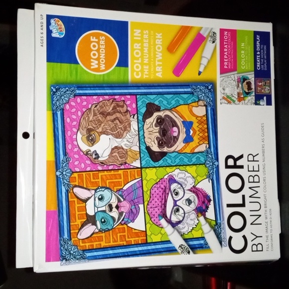 Woof wonder | Other | Color By Numbers Puppies Canvas With A Practice ...